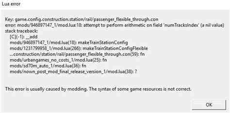 Arithmetic Operation Lua Error Mod Problems Transport Fever Community