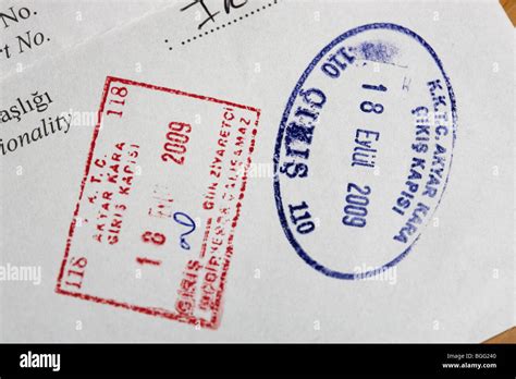 Entry And Exit Visa Stamps Page Supplied As Entry And Exit Visa By The