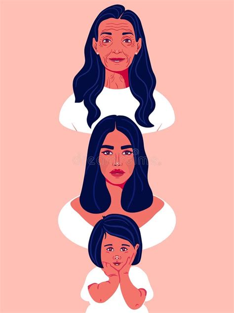 Generation Of Women Women Of Different Ages Illustration Flat Design