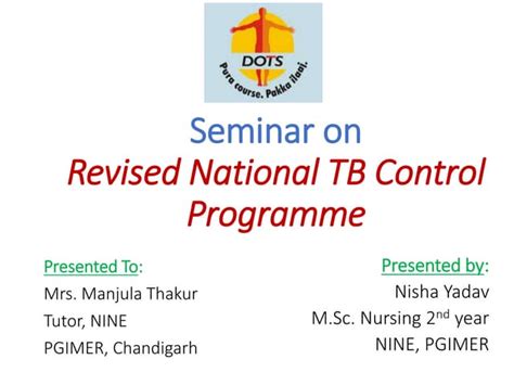 National Tuberculosis Tb Control Program Pptx