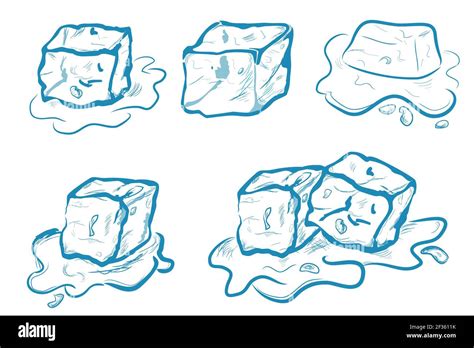 Vector Simple Hand Draw Sketch Melting Ice Cube Isolated On White Stock Vector Image Art Alamy