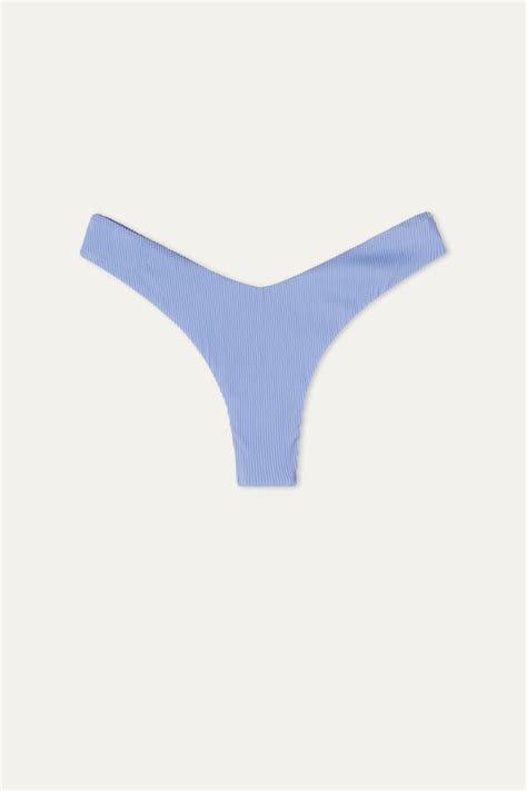 High Cut Brazilian Bikini Bottoms In Recycled Ribbed Microfibre Tezenis