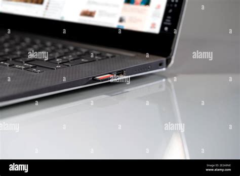 SD Card Inserted In Laptop Integrated Card Reader Stock Photo Alamy