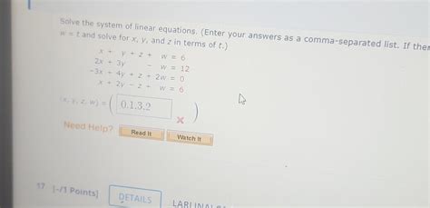 Solved Solve The System Of Linear Equations Enter Your