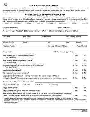 Fillable Online We Consider Applicants For All Positions Without Regard To Race Color Religion
