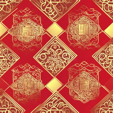 A Seamless Red Envelope Pattern With Intricate Gold Patterns And Lucky