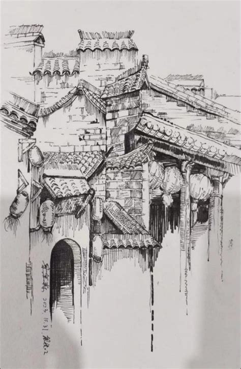 安徽宏村素描图片安徽宏村素描大山谷图库