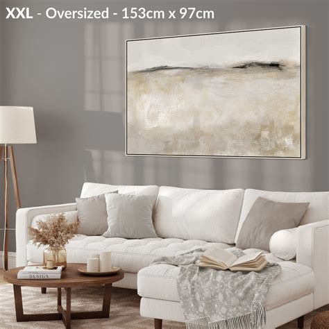 Neutral Framed Canvas Wall Art Prints For Living Room Beige 2084