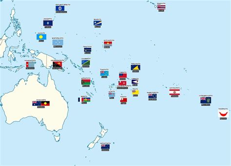 Map Of Oceania With Flags And Warüigo Names How Are They Called In