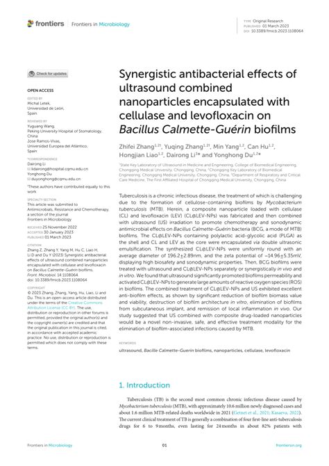 Pdf Synergistic Antibacterial Effects Of Ultrasound Combined Nanoparticles Encapsulated With