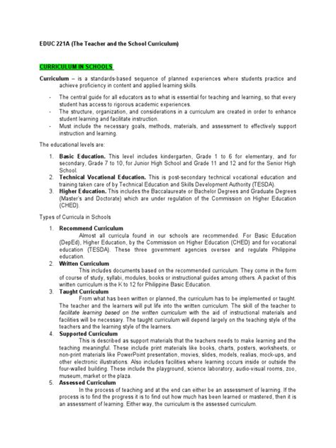 Educ 221a Compilation Pdf Curriculum Learning