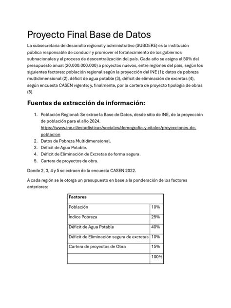 Proyecto Final Base De Datos Pdf