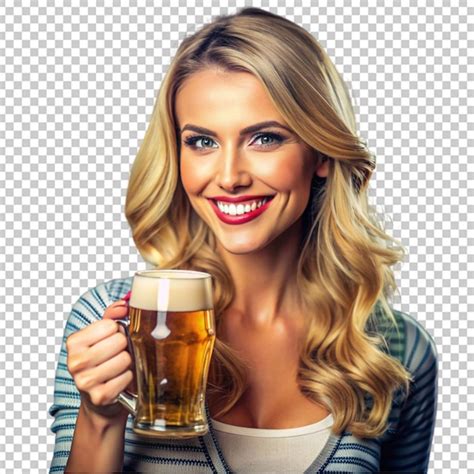 Premium Psd Girl Holding A Mug Of Beer In Her Hands