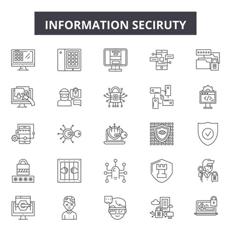 Cybersecurity Line Icons Signs Set Design Collection Cybersecurity Network Security Stock Vector