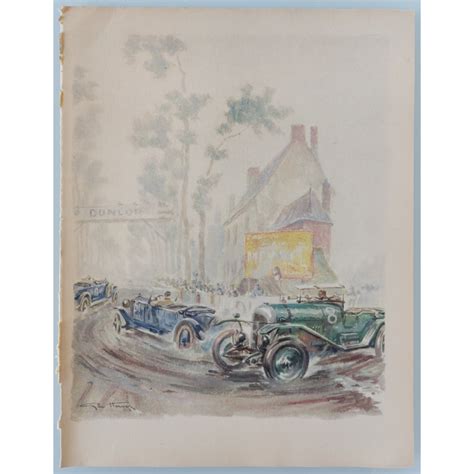 Original vintage lithography heures mans Rolland Pilain Ariès et Bentley en Labric GEO HAM