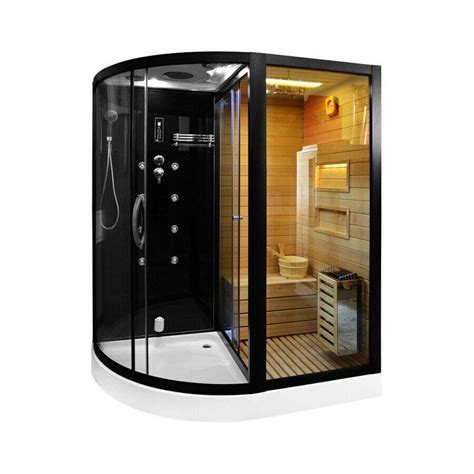 Сауна с душевой кабиной Tiko Solli 180х110 R черная -товар доступен для ...