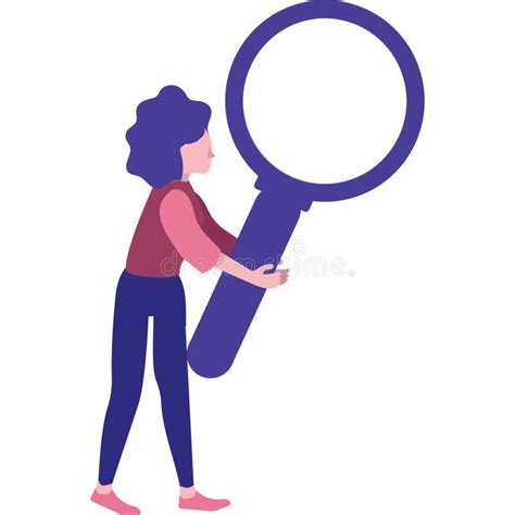 woman with magnifier vector search icon isolated stock vector