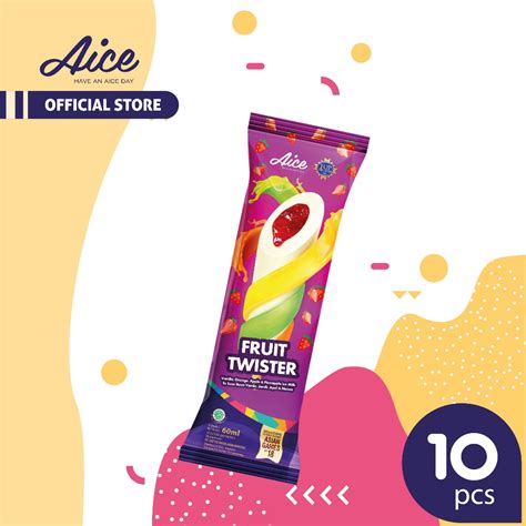 Jual Aice Ice Cream Fruit Twister Es Krim 3 Varian Stick Isi 10pcs
