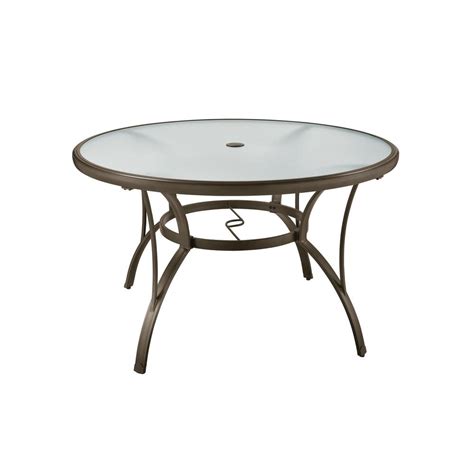 Hampton Bay Commercial Grade Aluminum Brown Round Outdoor Dining Table