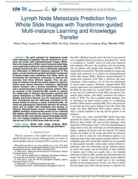 Pdf Lymph Node Metastasis Prediction From Whole Slide Images With Transformer Guided