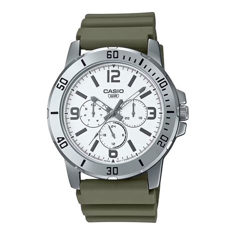 Jual Jam Tangan Pria Casio General MTP VD300 3BUDF Men White Dial Green