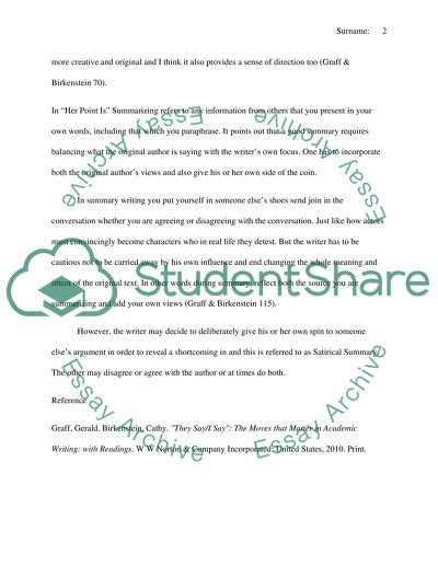 Summary And Response Assignment Example Topics And Well Written