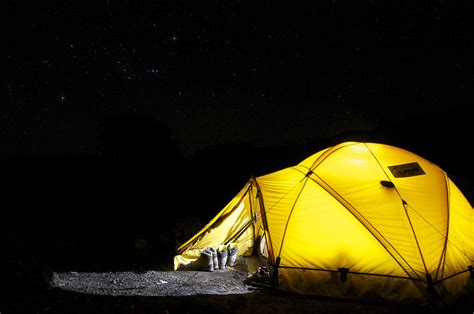 Yellow Camping Tent During Nighttime Hd Wallpaper Wallpaper Flare