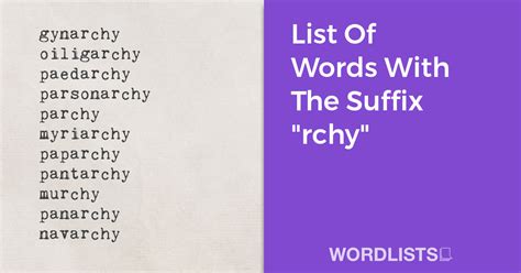 List Of Words With The Suffix Cy