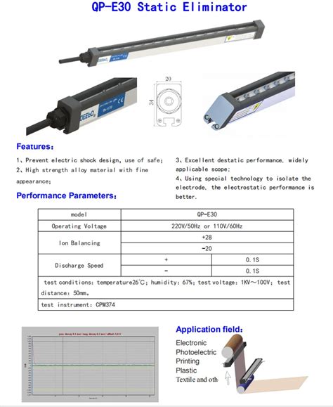 Qeepo Qp E30 Safety Electrostatic Charging Static Control Ion Bar For Industry Application