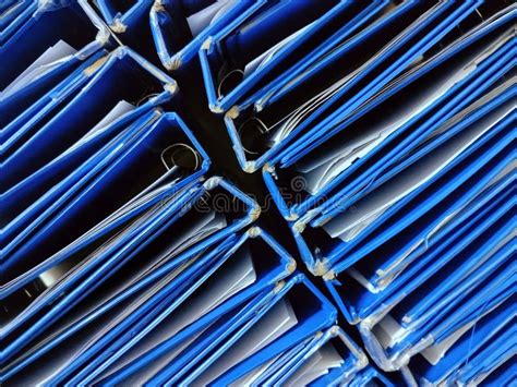 Blue File Folder With Documents And Documents Retention Stock Image