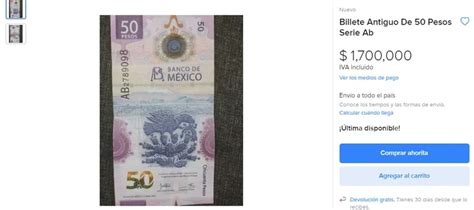 Lo tienes Éste es el billete del ajolote serie AB que se vende en más de un millón mil