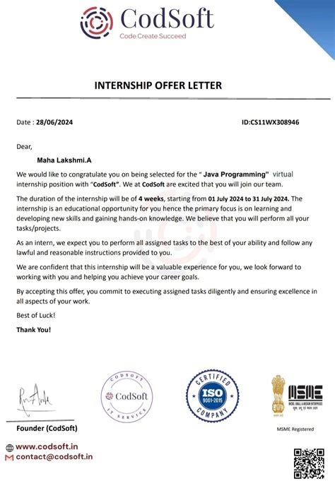 maha lakshmi a on linkedin codsoft javaprogramming internship