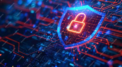A Digital Shield Enhanced With An Illuminated Padlock Symbolizing Encrypted Cybersecurity