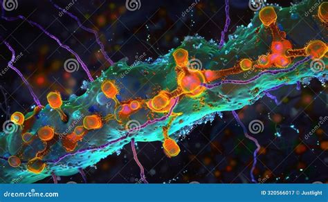A Microscopic Image Of A Newly Formed Axon Branching And Growing Under