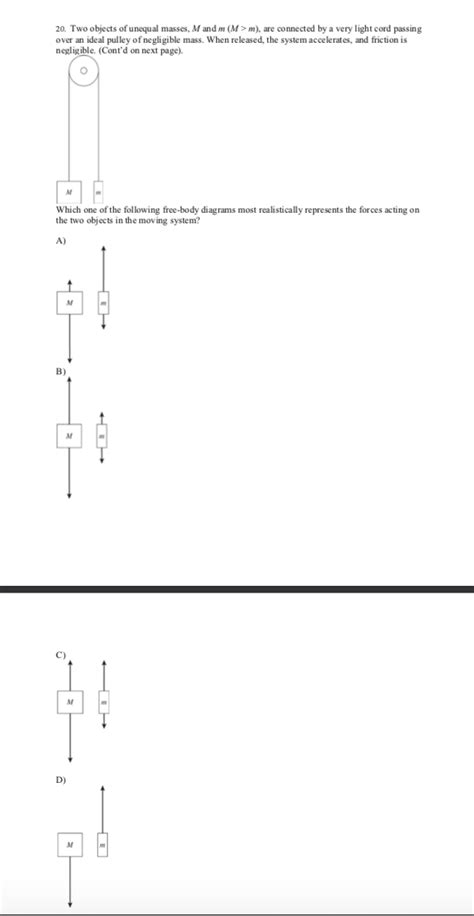 Solved 20 Two Objects Of Unequal Masses M And M M M Chegg