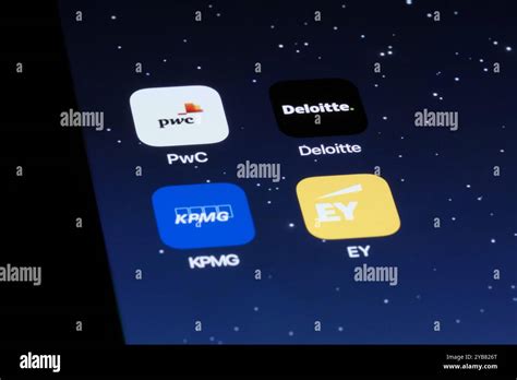 Shanghai China Sep 4th 2024 Deloitte Ey Kpmg And Pwc Company Brand Logos Big Four Accounting