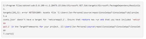 FIXED Error NETSDK1005 Assets File Doesn T Have A Target For Net48