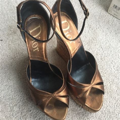 Dior Shoes Christian Dior Cork Wedge Platform Sandals Size 375