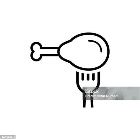 프라이드 치킨 아이콘 벡터 일러스트 템플릿 디자인 유행 가금류에 대한 스톡 벡터 아트 및 기타 이미지 가금류 가득 찬 고기 Istock