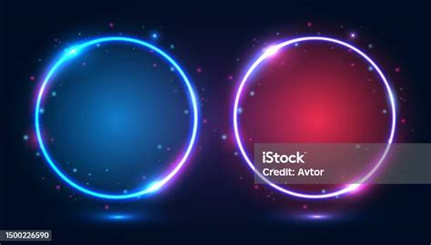 어두운 배경에 빛나는 효과와 하이라이트가 있는 둥근 네온 프레임 0명에 대한 스톡 벡터 아트 및 기타 이미지 0명 3차원 형태 Led 조명 Istock