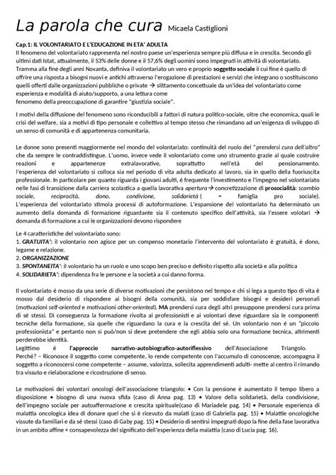 Riassunto La Parola Che Cura Docsity