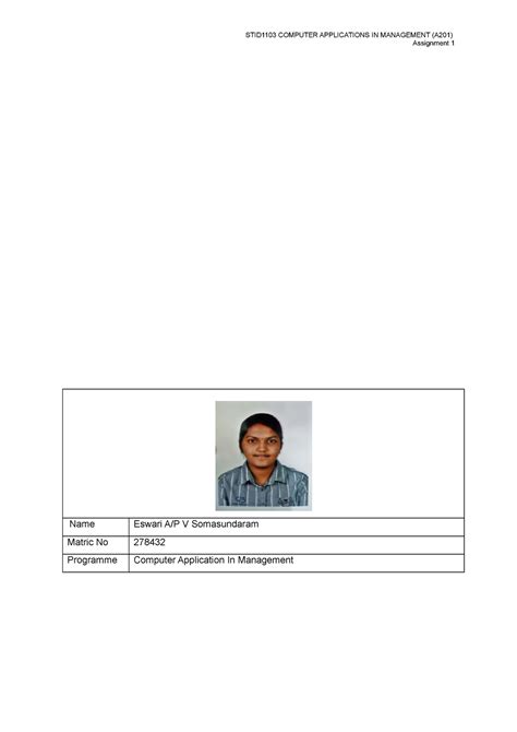 Assignment Individual Computer Application For Sem1 Assignment 1 Name Eswari Ap V
