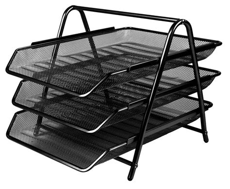 Wire Mesh 3tier Letter Tray Dld01 Black Waltons