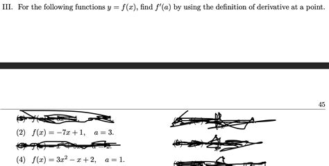 solved iii for the following functions y f x ﻿find f a