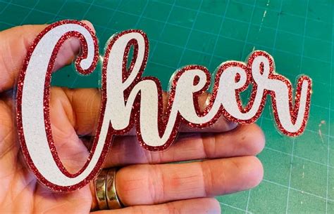 Cheer Glitter Stickers Cheer Cursive Font Decal Etsy