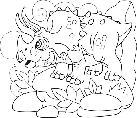 Dinosaurio Del Triceratops Para El Libro De Colorear Ejemplo Ilustración del Vector