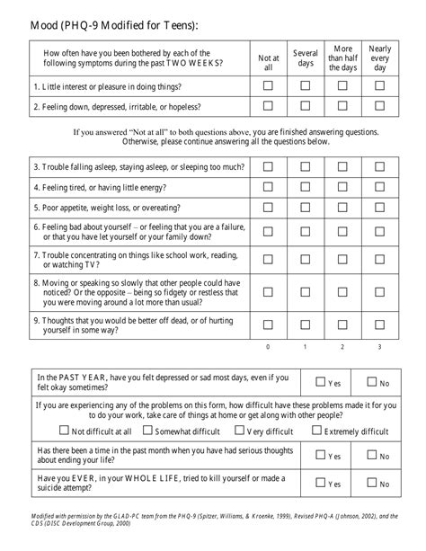 Adolescent Annual Questionnaire Download Printable Pdf Templateroller