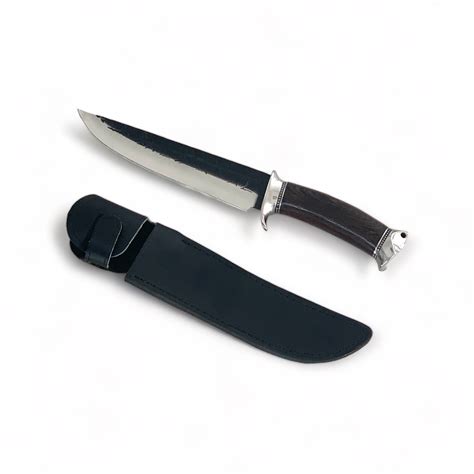 Sanjia hunting knife Ловен нож с кожен калъф с два метални гарда и ...