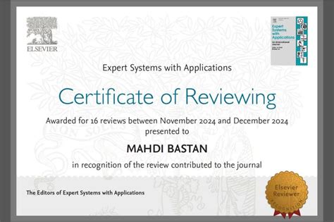 Mahdi Bastan Phd On Linkedin A Part Of My Review Certificates In