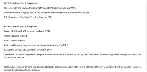 Write The Code For Part A And Part B Ece360 Lab Final Part A 300 Points Have Your Esp And Your